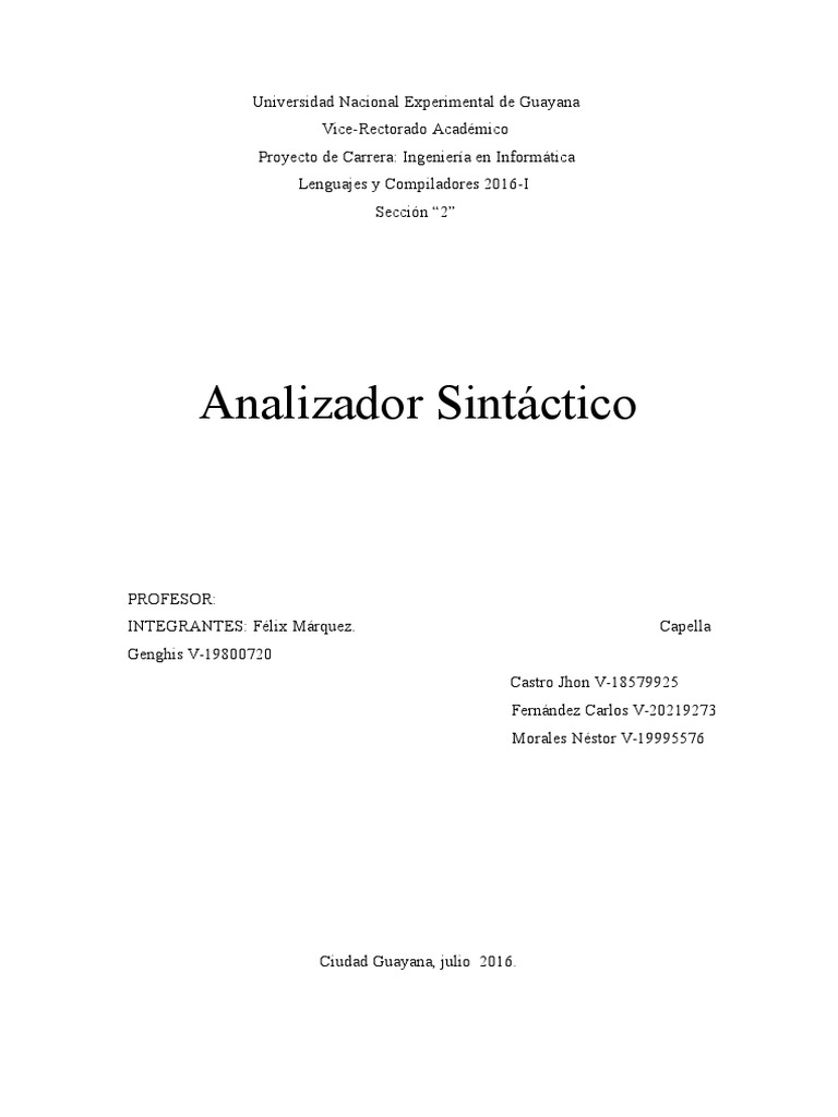 Analizador Sintactico | PDF | Analizando | Compilador