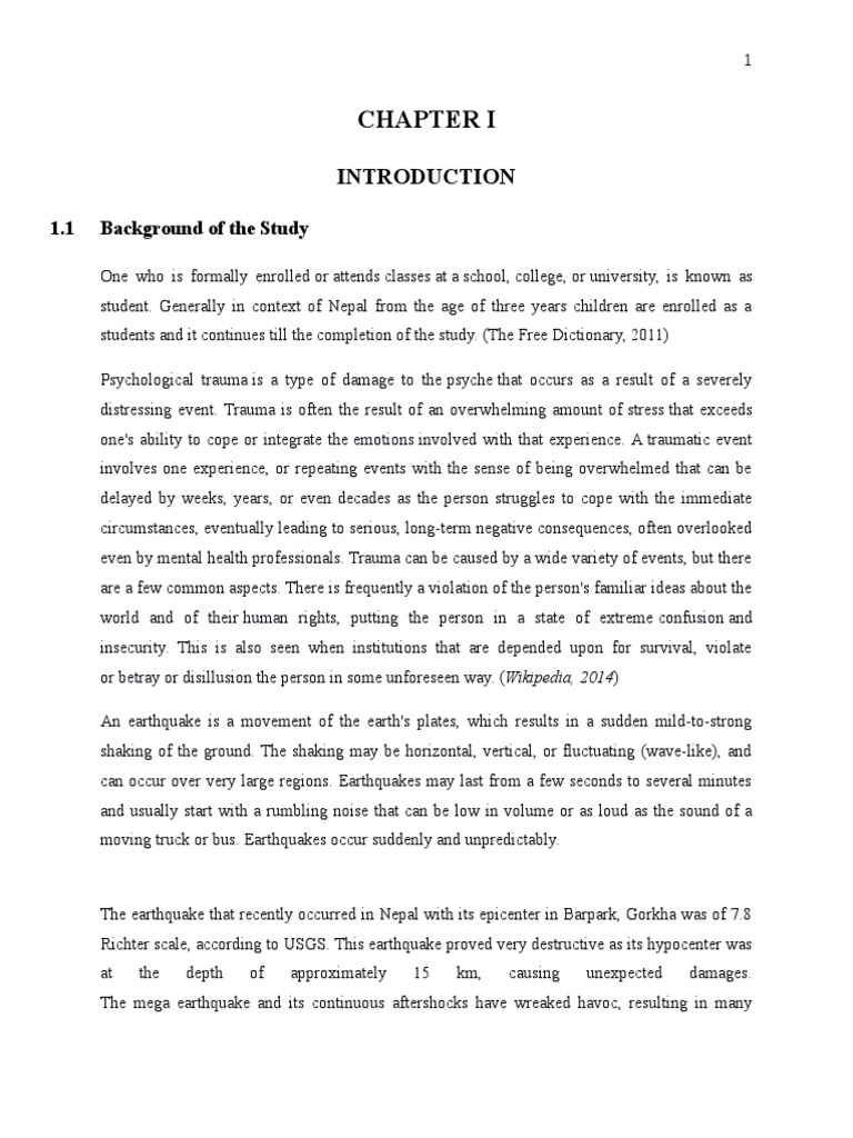 Psychological Impact of Earthquake Among Students | PDF | Psychological ...