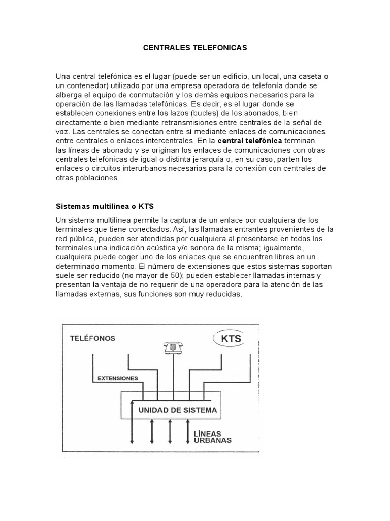 Centrales Telefónicas y su Funcionamiento | PDF | Central telefónica ...