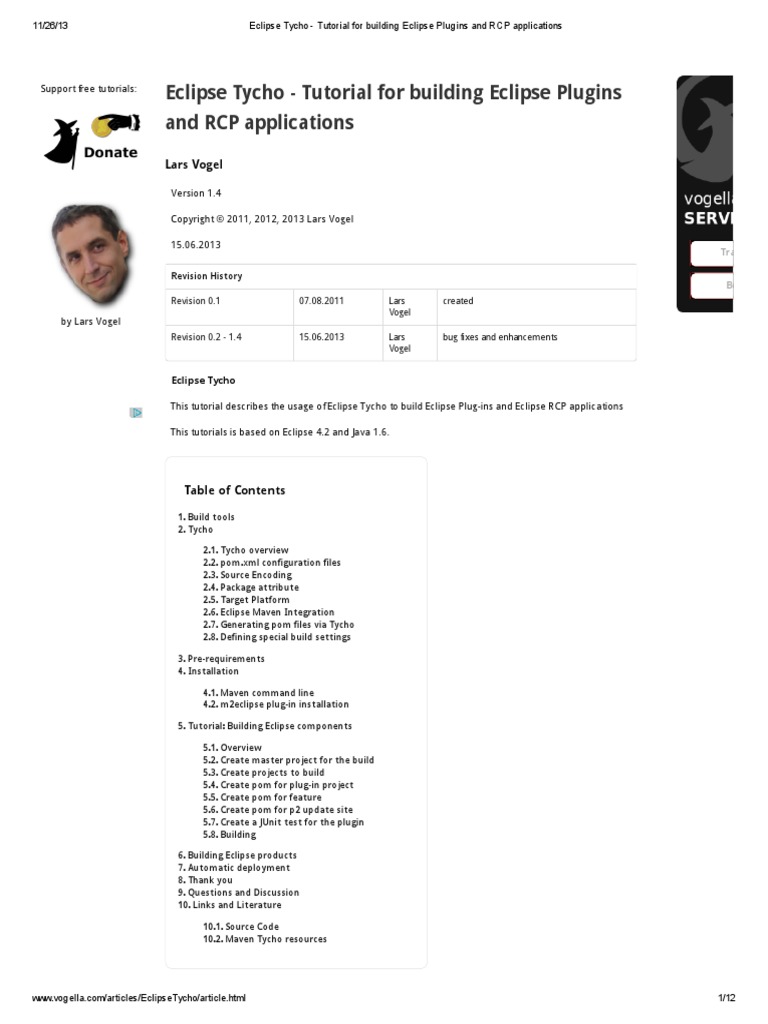 Eclipse Tycho Tutorial For Building Eclipse Plugins And Rcp Applications Pdf Eclipse