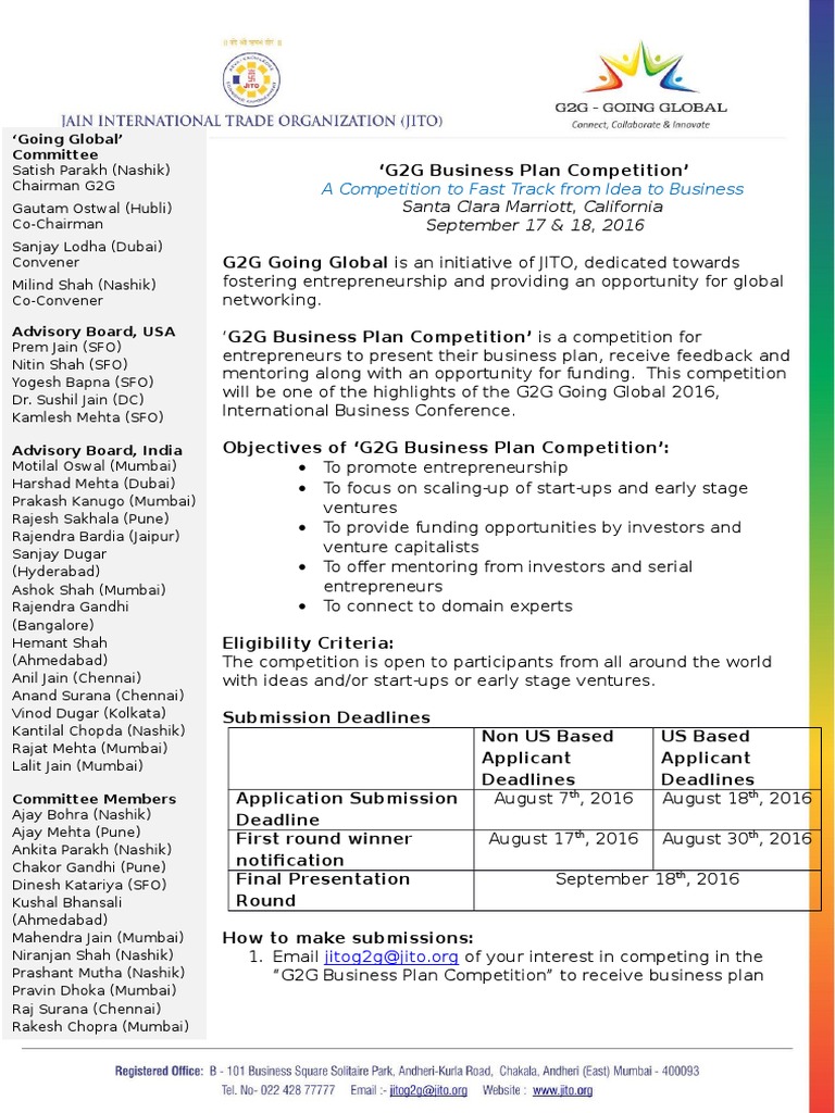 Business Plan Competition | PDF | Market (Economics) | Business Economics