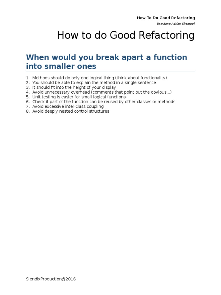 How To Do Good Refactoring | PDF