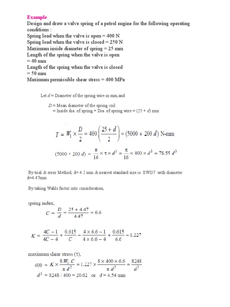 Example: 1. Mean Diameter of The Spring Coil | PDF