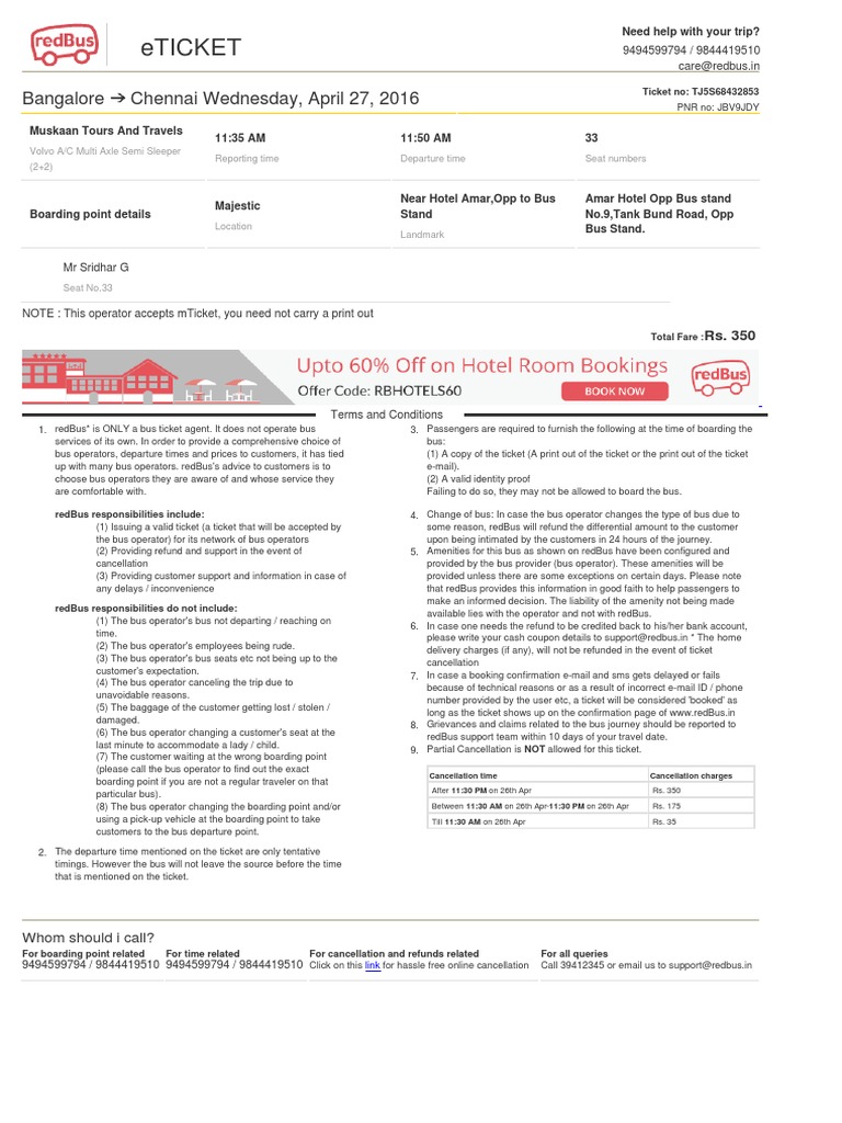 RedBus Ticket | PDF