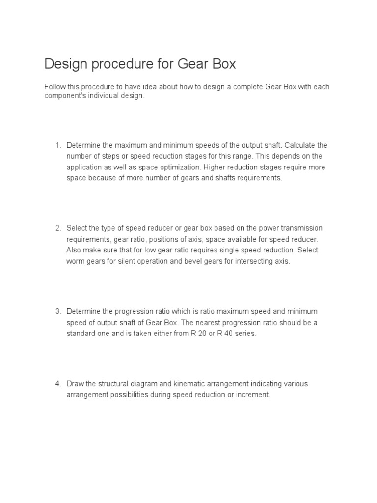 Complete Gear Box Design Procedure | PDF | Gear | Transmission (Mechanics)