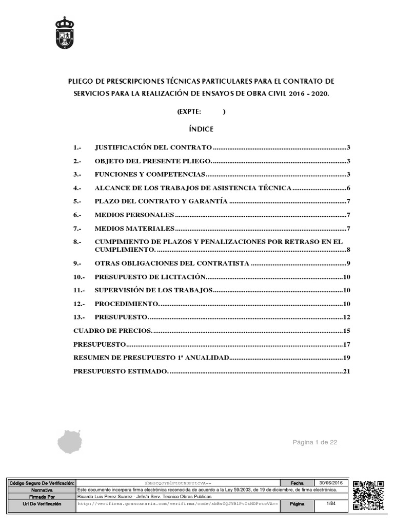 Pliego de Prescripciones Técnicas Particulares