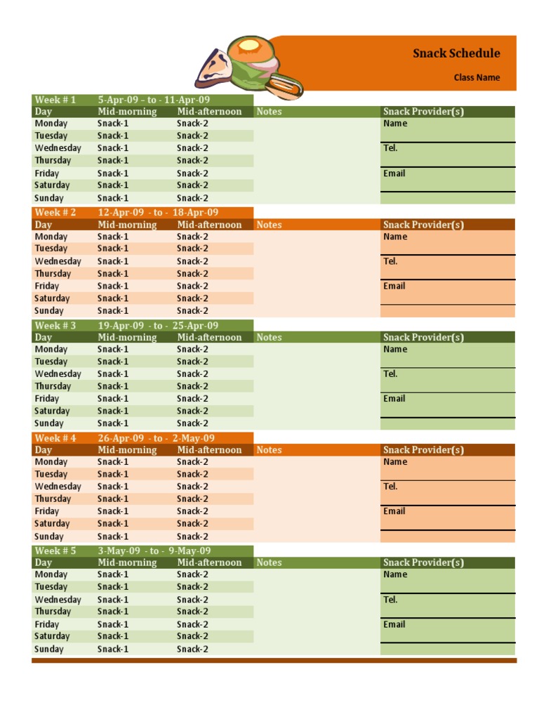 Class Snack Schedule | PDF