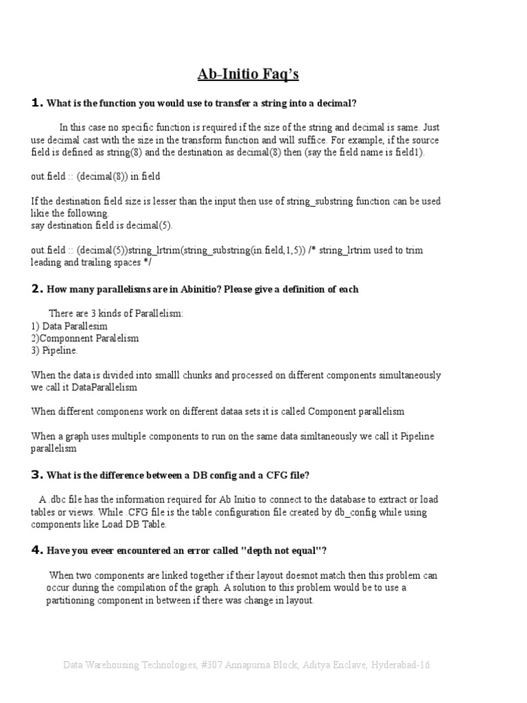 Abinitio Faqs Pdf Database Index Parameter Computer Programming 