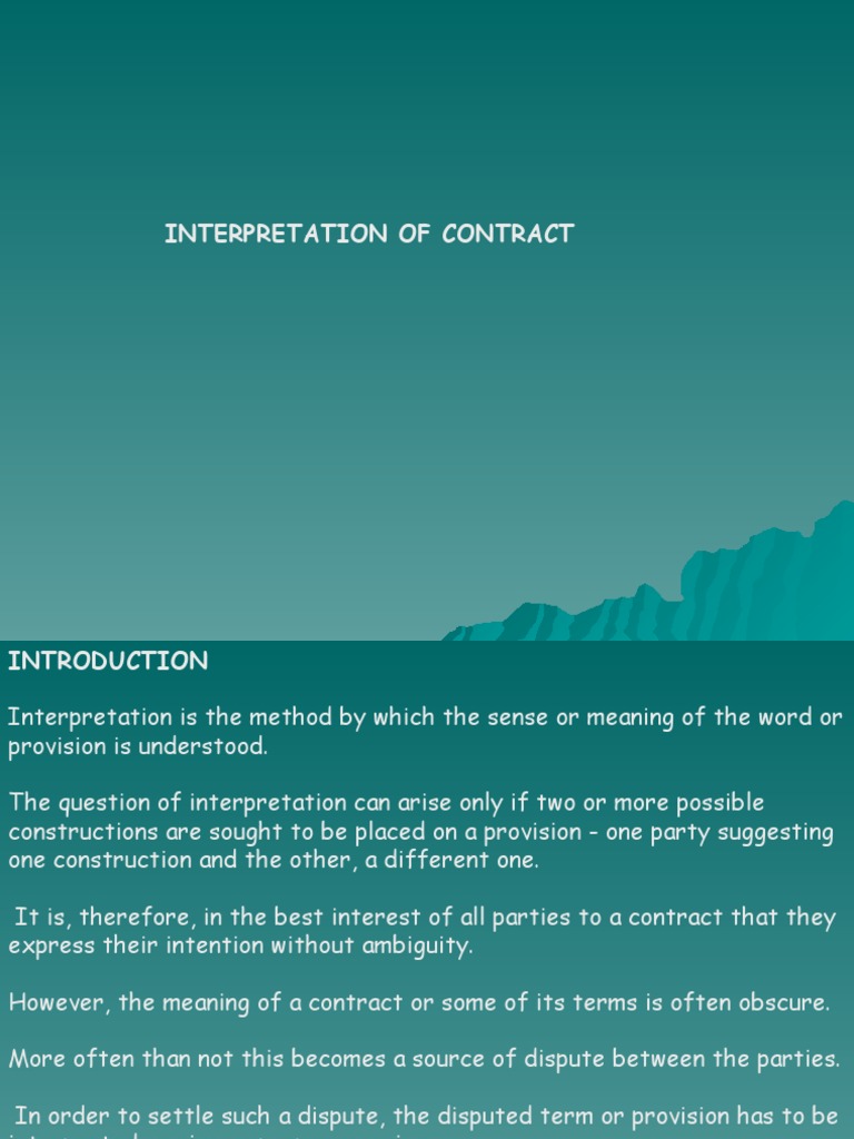 Interpretation of Contracts | PDF | Statutory Interpretation ...