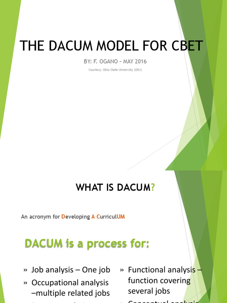 DACUM Prcoess For Curriculum Dev - F. Ogano | PDF | Expert | Object ...