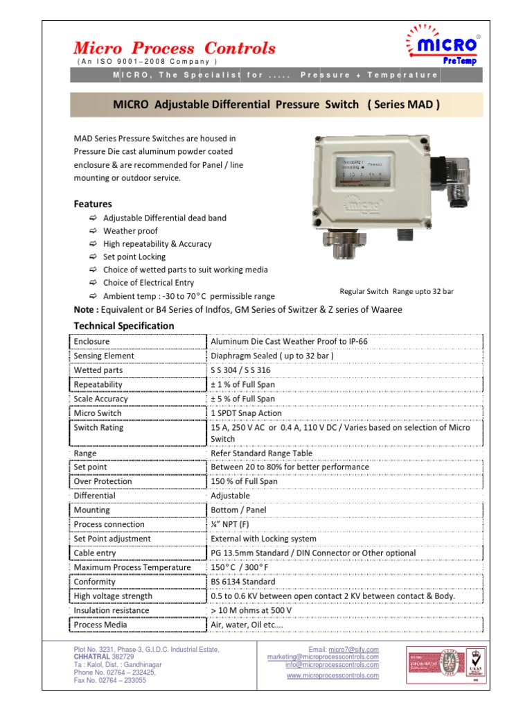 Pressure Switch Catalog | PDF