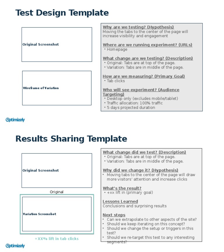 Test Design Template: Why Are We Testing? (Hypothesis) | PDF