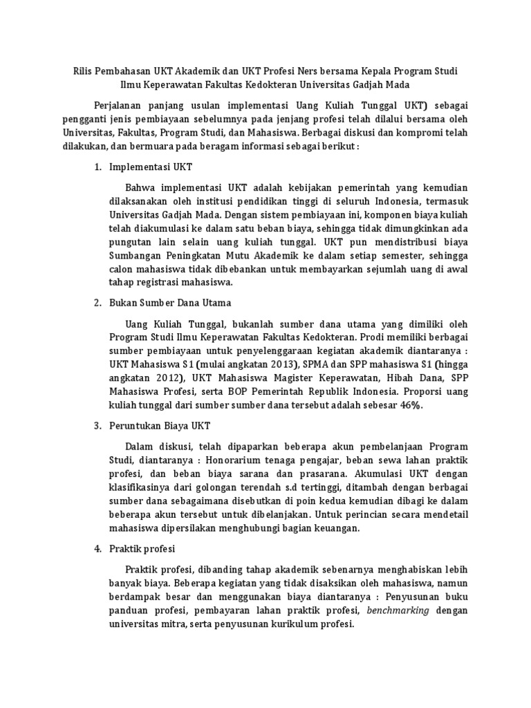 Biaya UKT Profesi Ners di UGM | PDF | Pengelolaan Keuangan & Uang