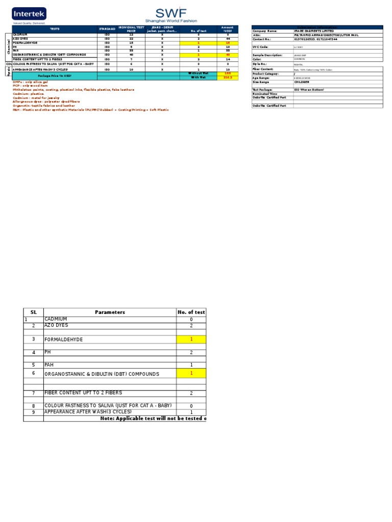 Quotation - Bgca-2016 - 4729 Charbon Image Garments Limited - Woven ...