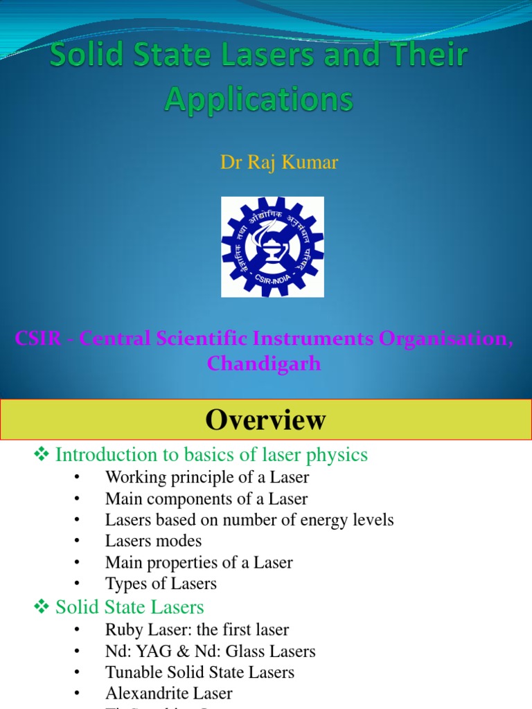 Solid State Lasers and Applns - RK | PDF | Laser | Laser Diode