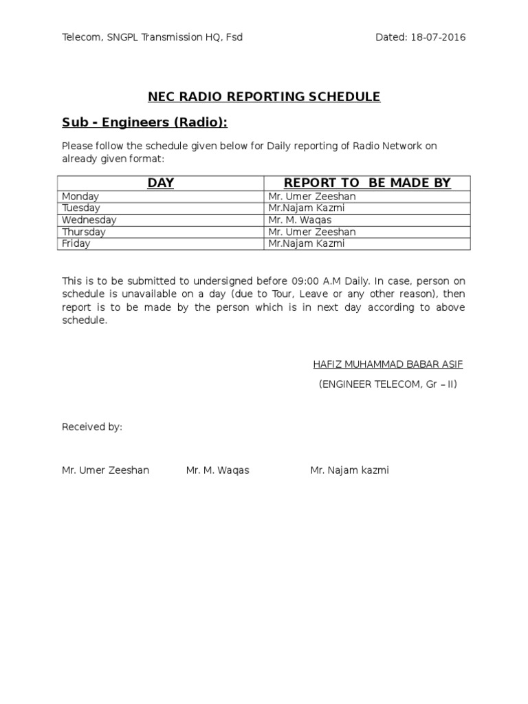 Nec Radio Reporting Schedule | PDF