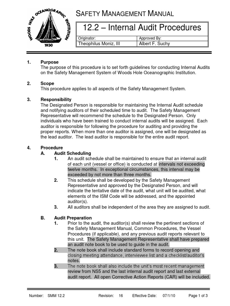 ISM Procedure Internal Auditing | PDF | Internal Audit | Auditor's Report