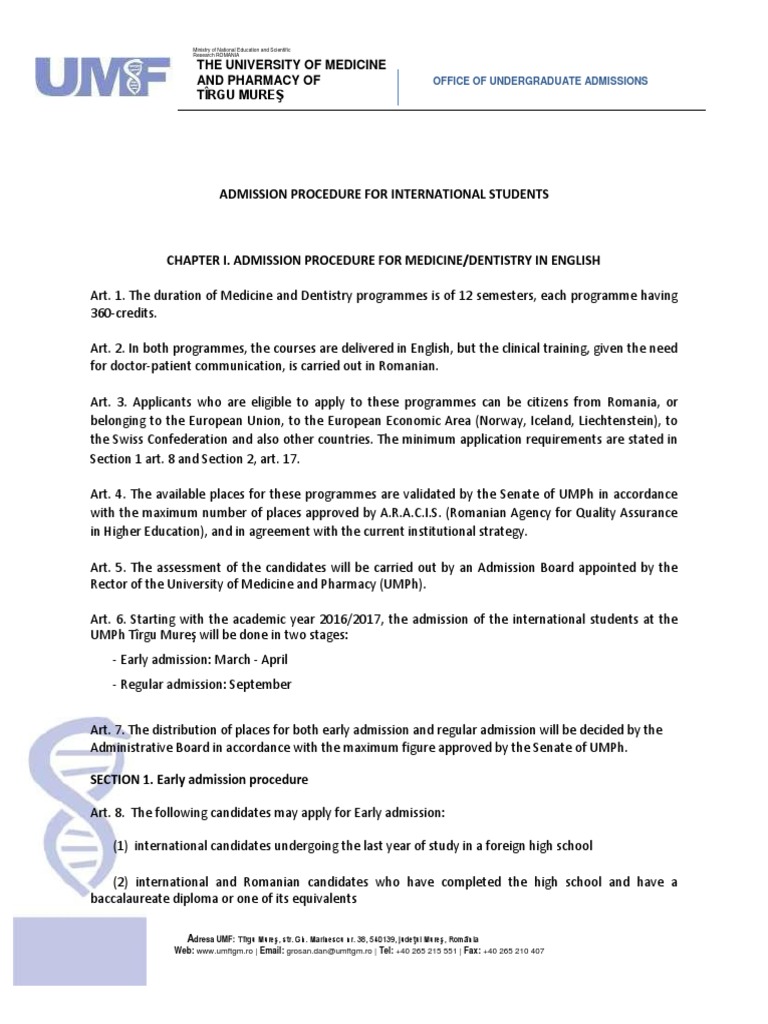 Admission Procedure for International Students | University And College ...