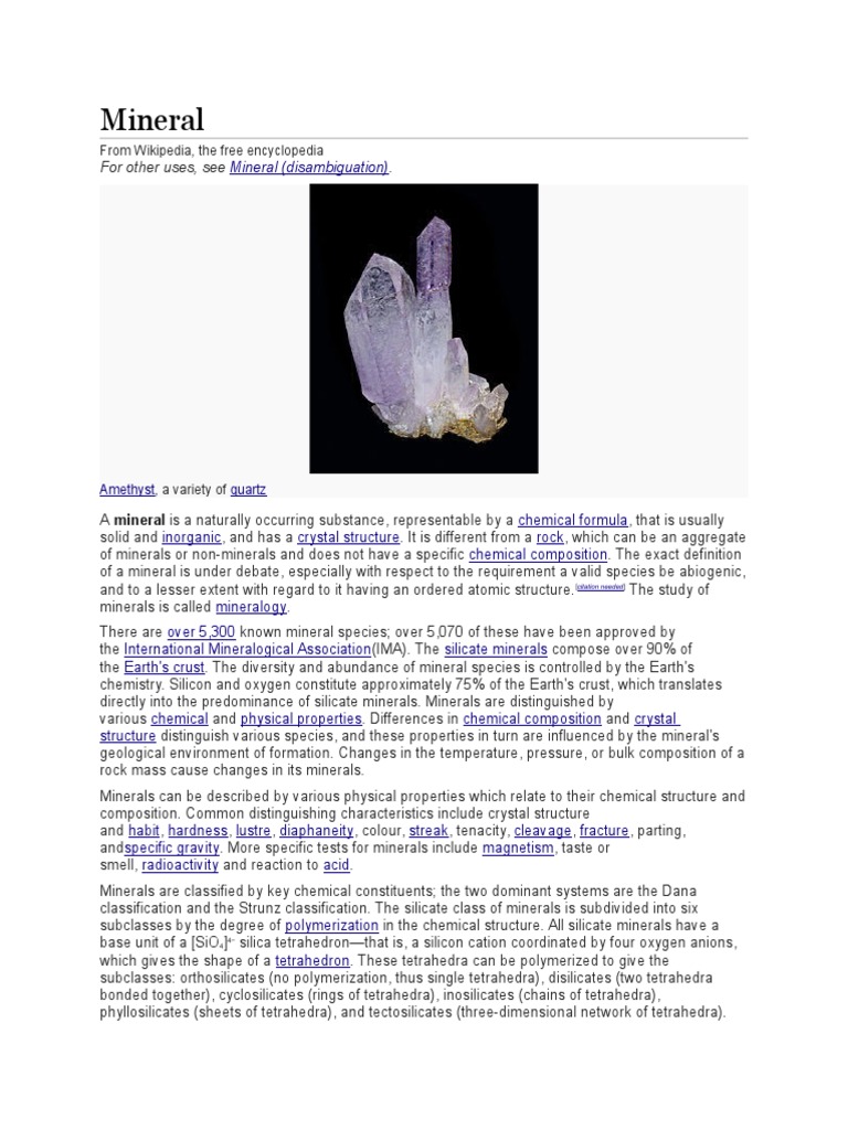 Mineral properties and classification | PDF | Silicate | Minerals