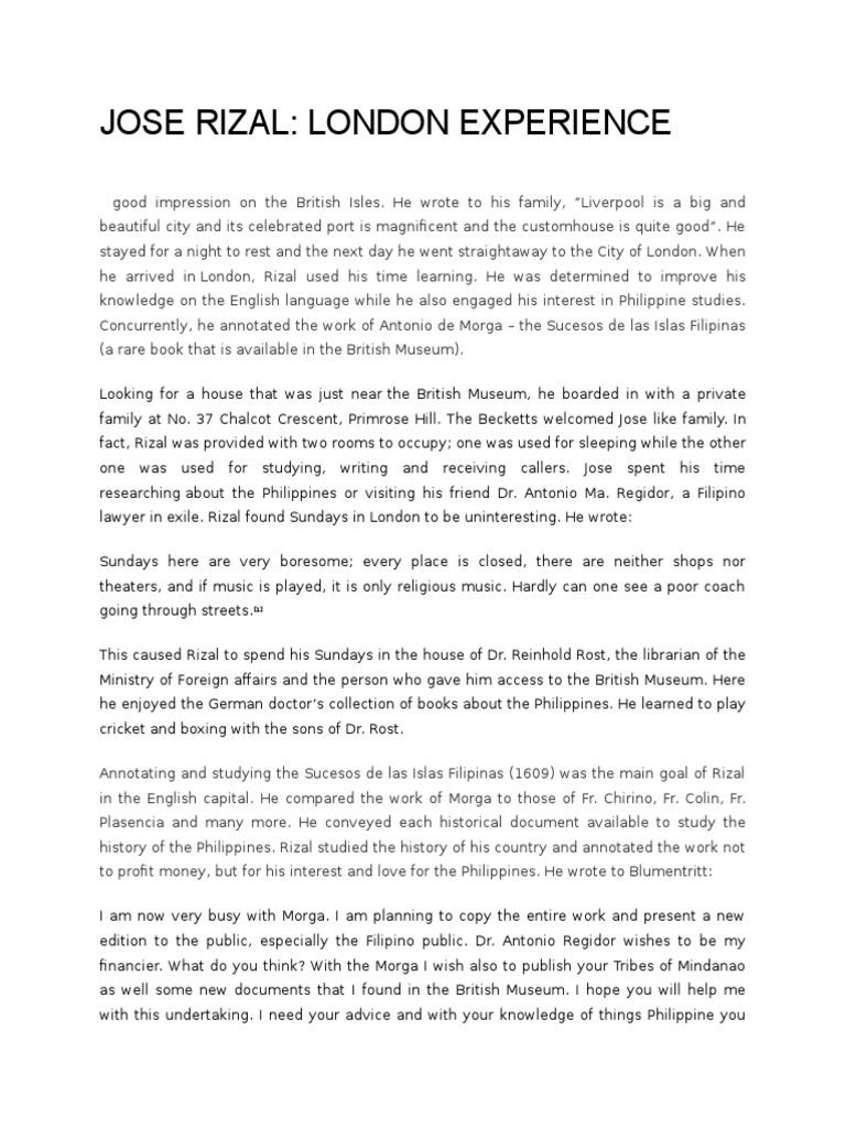 Jose Rizal in London | PDF | Philippines