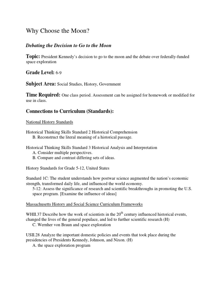 Why Choose The Moon | PDF | Nasa | Apollo Program