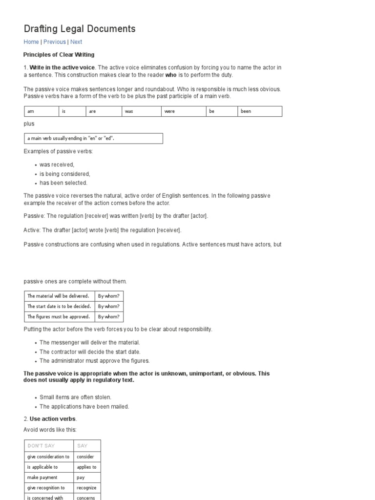Drafting Legal Documents, Principles of Clear Writing | PDF | Sentence ...