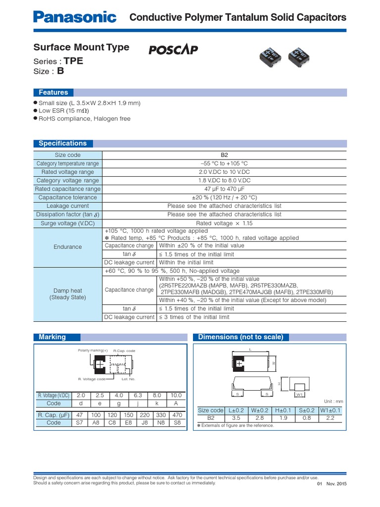 Surface Mount Type TPE B: Conductive Polymer Tantalum Solid Capacitors ...