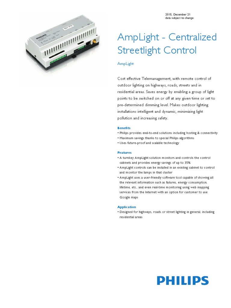 Philips AmpLight | PDF | Central Processing Unit | Street Light