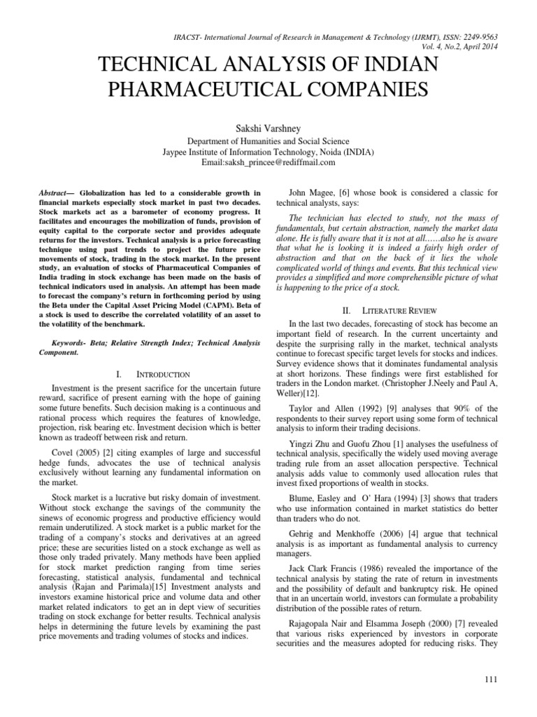 Technical Analysis of Indian Pharma Companies | PDF | Technical ...