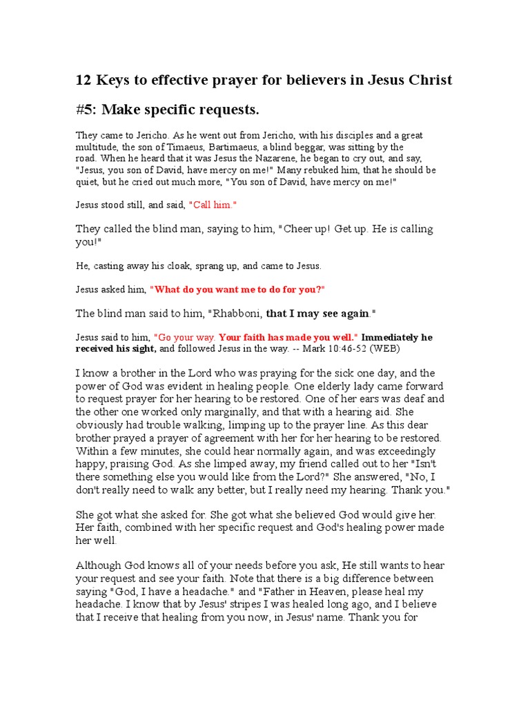 12 Keys To Effective Prayer For Believers in Jesus Christ | PDF ...