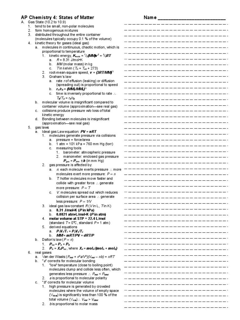 AP Chem 4 Worksheet and Answers | PDF | Chemical Bond | Properties Of Water