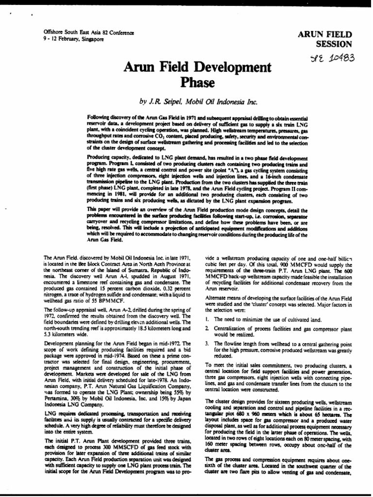 SPE 10483 Arun Field Development Phase | PDF | Natural Gas | Liquefied ...