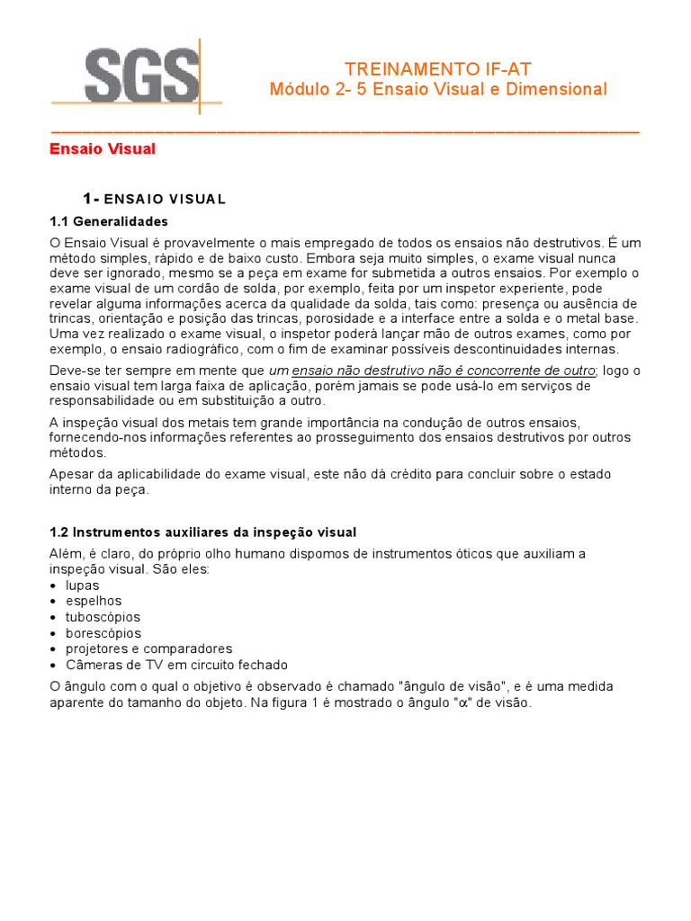 Módulo 2 - 5 Ensaio Visual PDF | PDF | Lente (ótica) | Sistema visual
