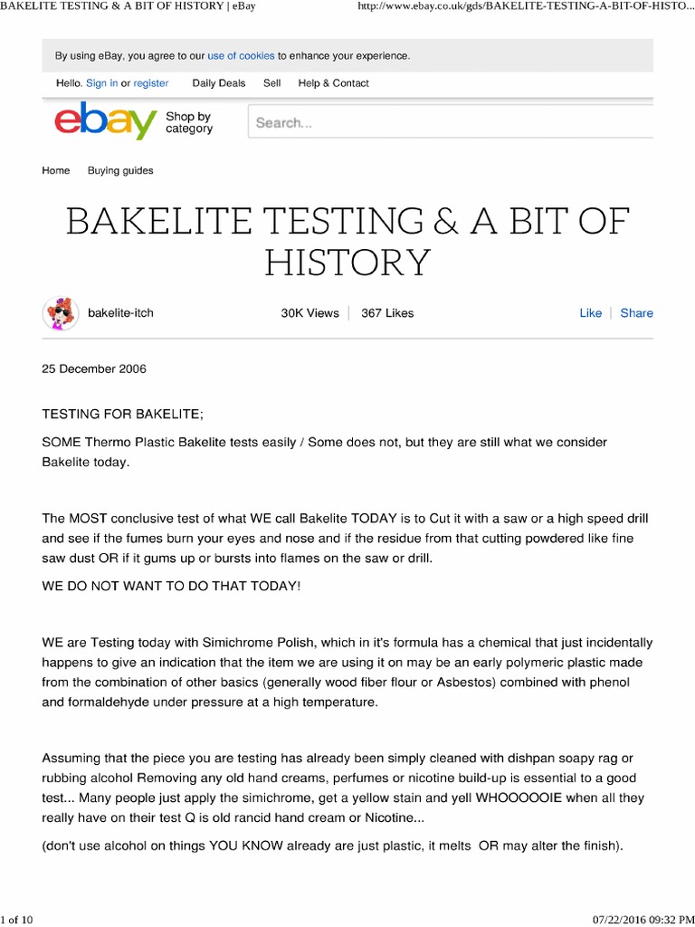 Bakelite Testing Guide for Collectors | PDF | Plastic | Manmade Materials