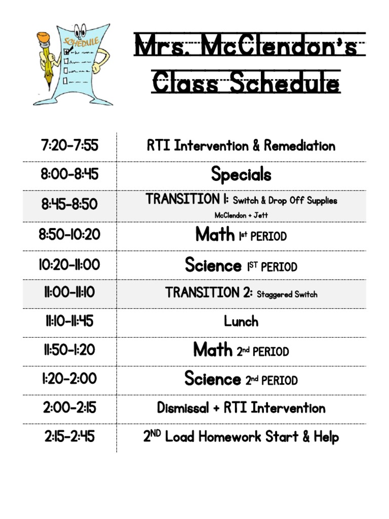 Class Schedule 5th | PDF