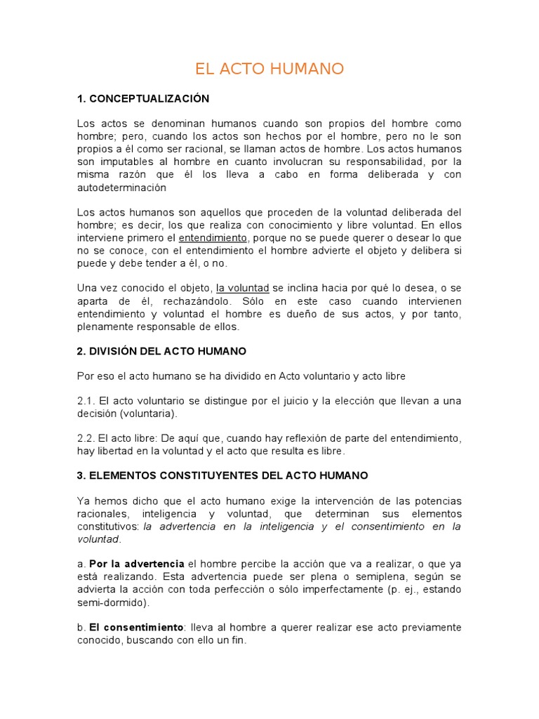 El Acto Humano | PDF | Libertad | Moralidad