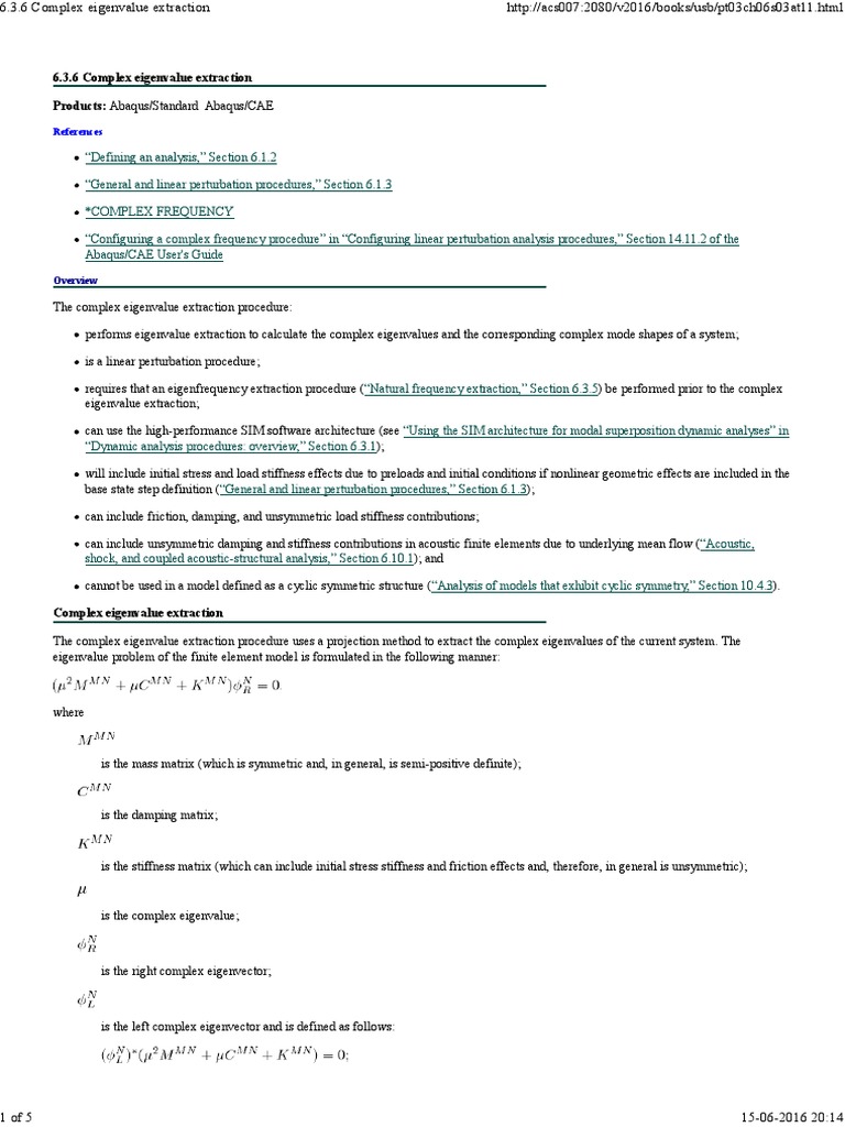 Complex Eigenvalue Extraction Guide | PDF | Eigenvalues And ...
