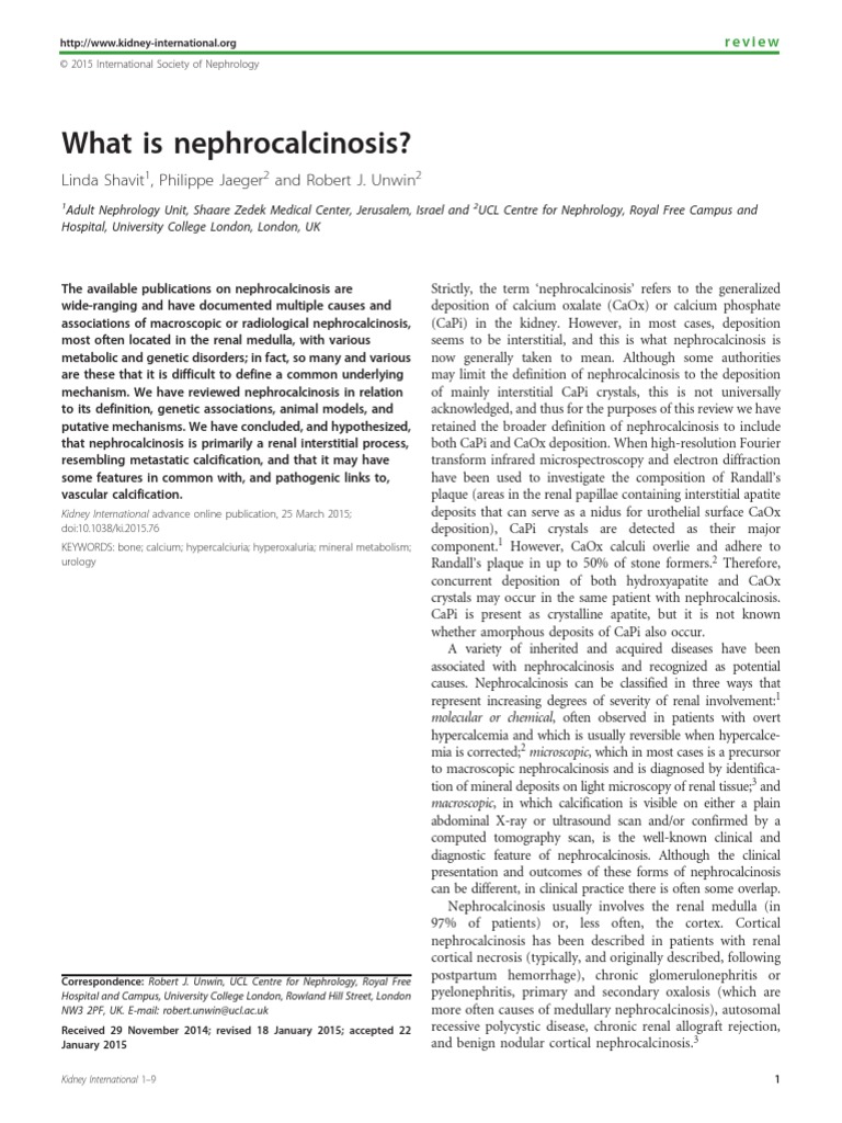 NEFROCALCINOSIS | PDF | Kidney | Medical Specialties