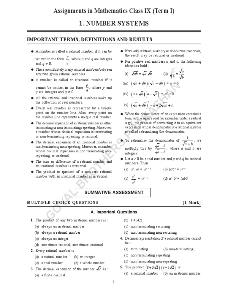 Class IX CBSE Number Systems | PDF | Rational Number | Numbers