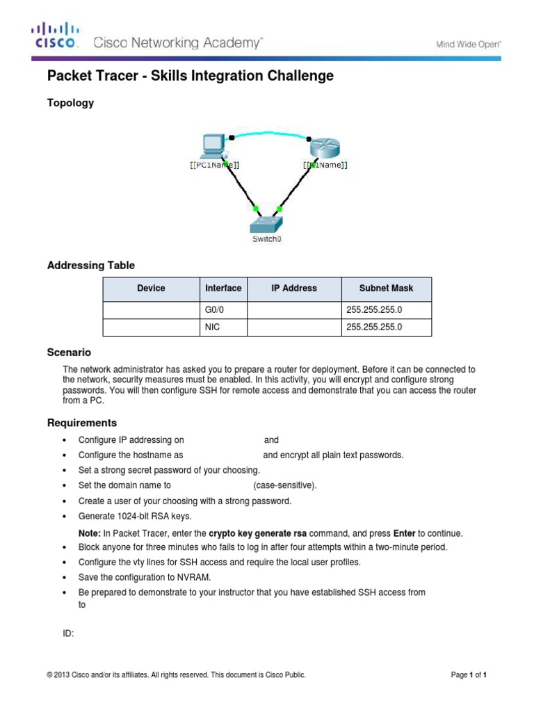 11.6.1.2 Packet Tracer - Skills Integration Challenge Instructions | PDF