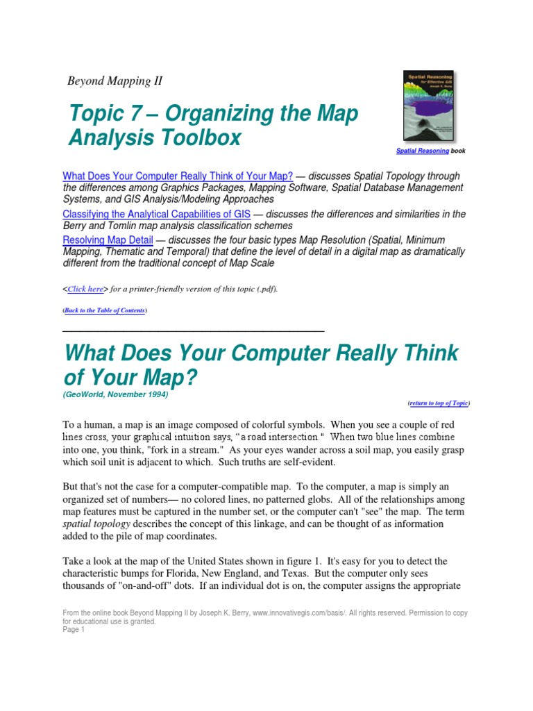 Topic 7 - Organizing The Map Analysis Toolbox: Beyond Mapping II | PDF ...