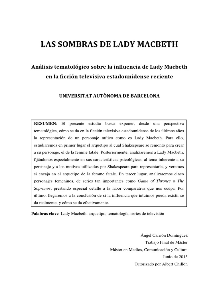 Lady Macbeth y House of Cards | PDF
