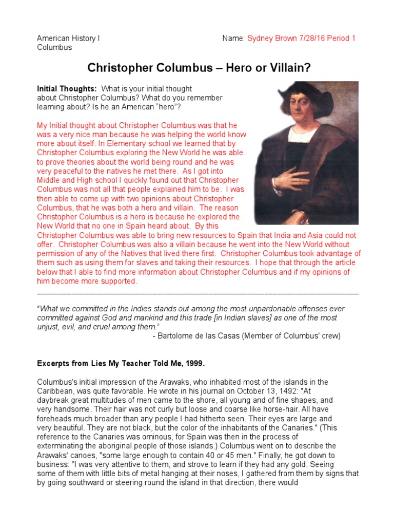 Columbus - Hero or Villain | Download Free PDF | Christopher Columbus ...