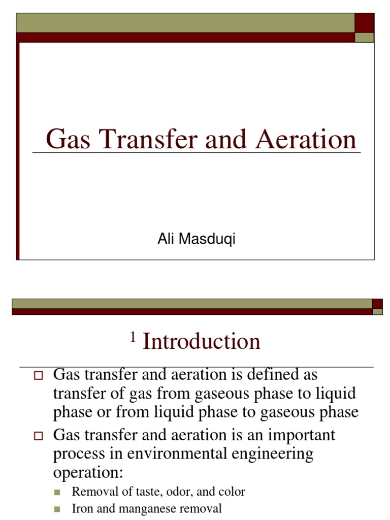 Gas Transfer and Aeration | PDF | Diffusion | Pressure