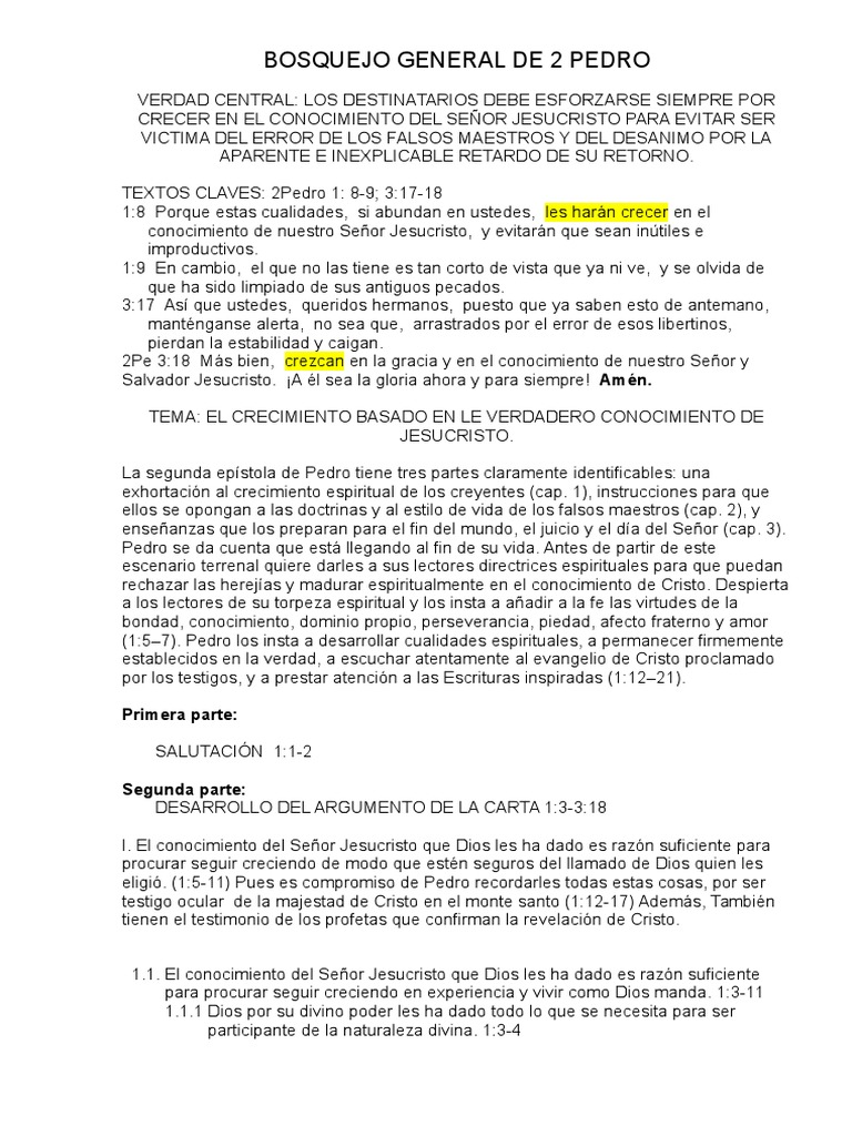 BOSQUEJO GENERAL DE 2 PEDRO.docx | San Pedro | Jesús