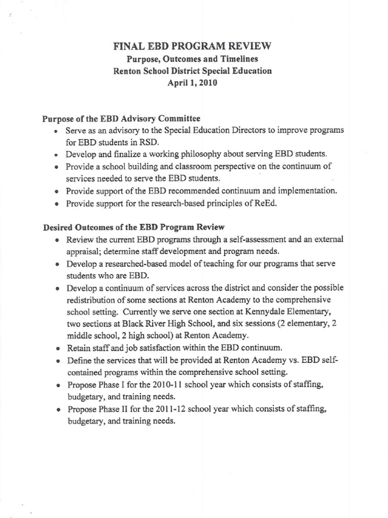EBD Program Review | PDF | Career & Growth | Social Science