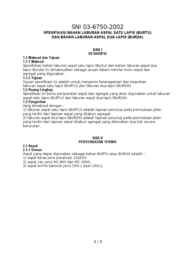 Spesifikasi Laburan Aspal BURTU dan BURDA | PDF
