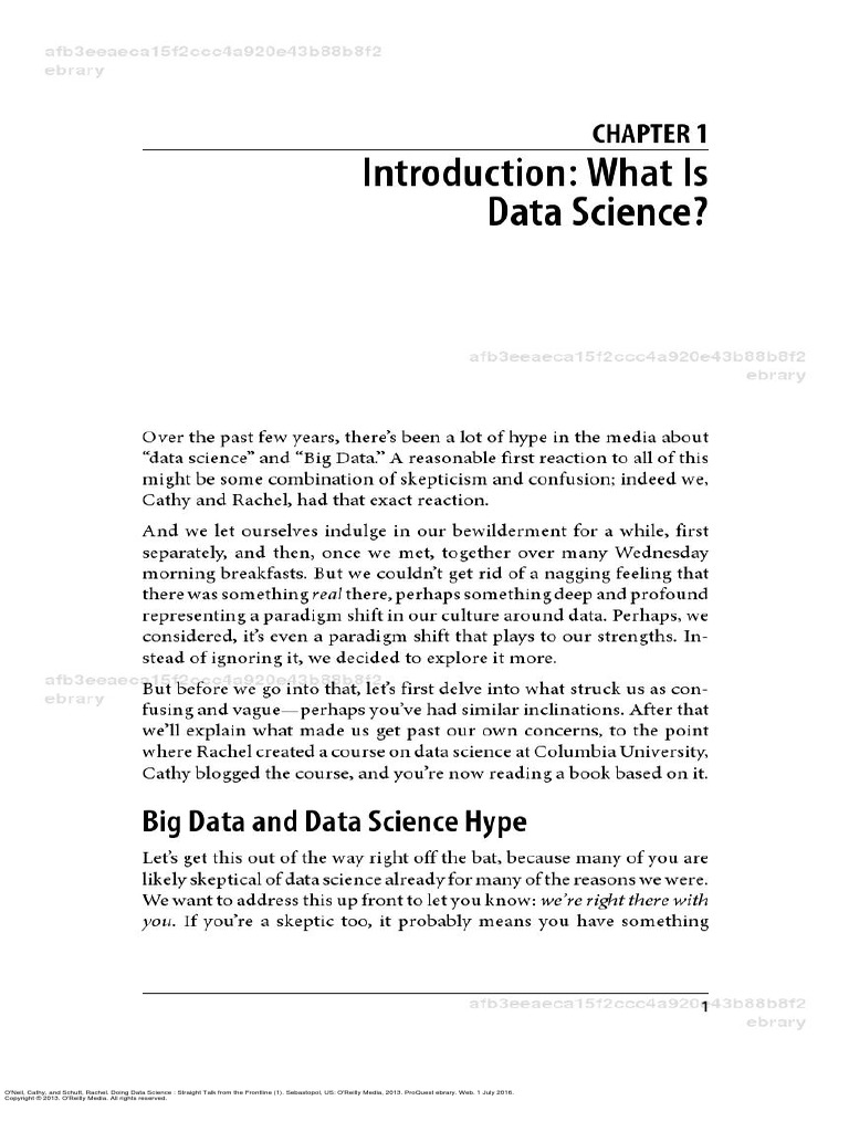 Doing Data Science Straight Talk From The Frontline | PDF | O'reilly ...