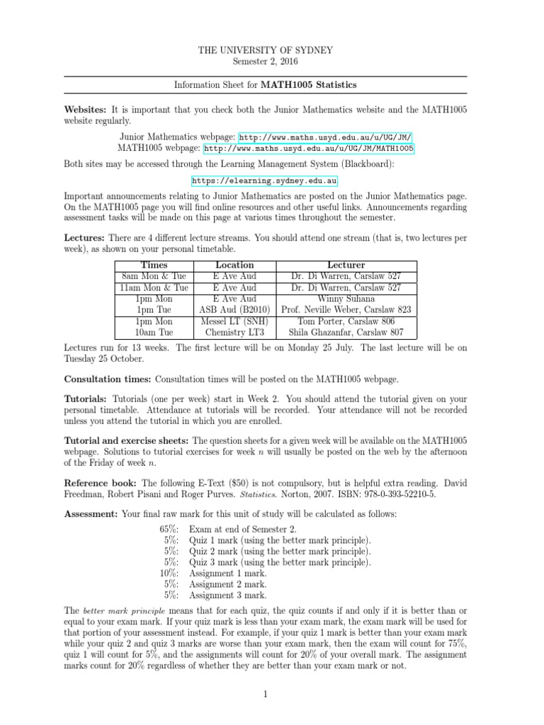 Math 1005 Statistics | PDF | Statistical Hypothesis Testing ...