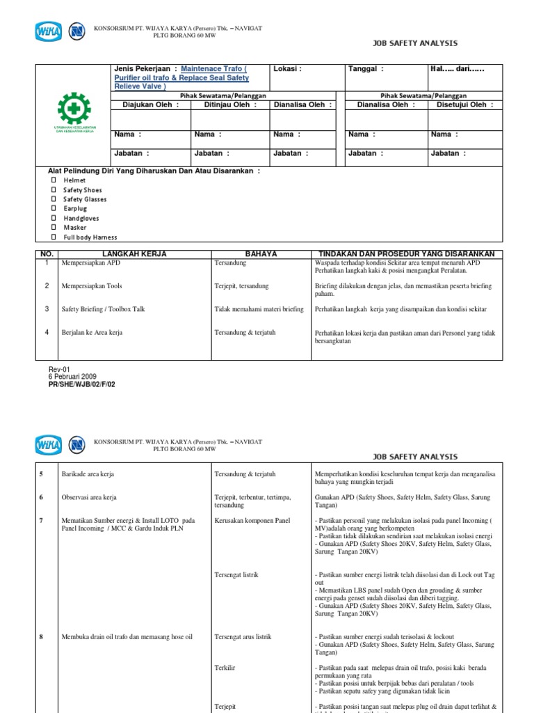JSA Maintenance Trafo | PDF